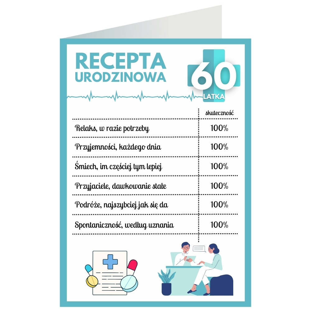 Kartka okolicznościowa - Recepta, 60 lat | KARTKI I ZAPROSZENIA \ URODZINY KARTKI I ZAPROSZENIA ...